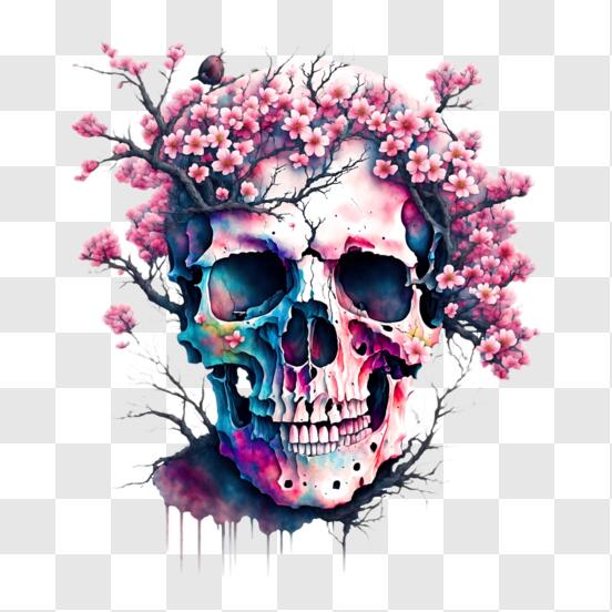 Download Realistic Digital Painting of a Skull in Purple and Black PNGs ...