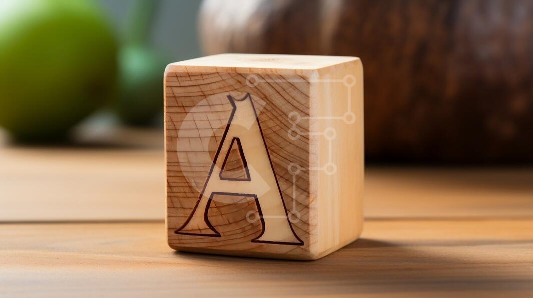 Wooden Block with Carved Letter A stock photo | Creative Fabrica