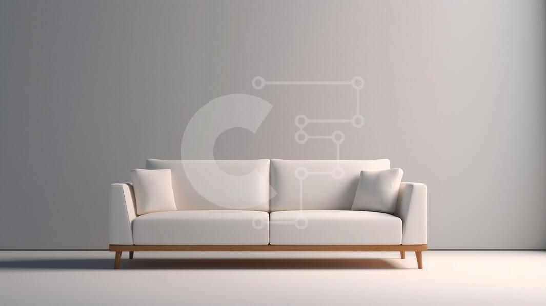 Minimalist White Couch in a Minimalist Room stock photo | Creative Fabrica