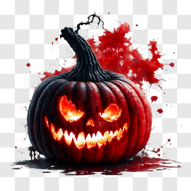 Download Scary Halloween Pumpkin Covered in Red Paint and Blood ...