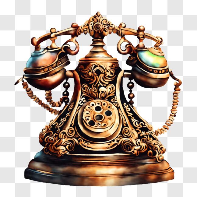 Download Steampunk-style Ornate Telephone with Large Dial and ...