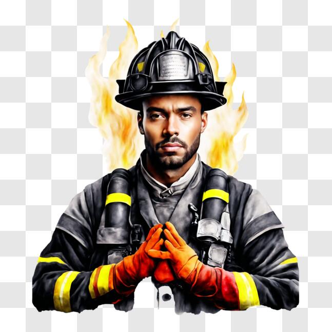 Download Firefighter Praying in Front of Flames PNGs Online - Creative ...