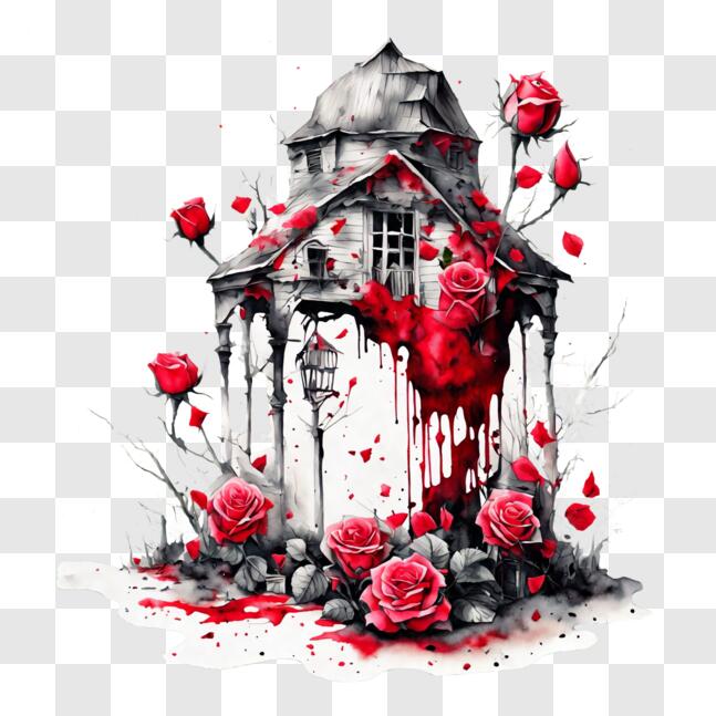 Download Mysterious House with Red Roses and Blood PNGs Online ...