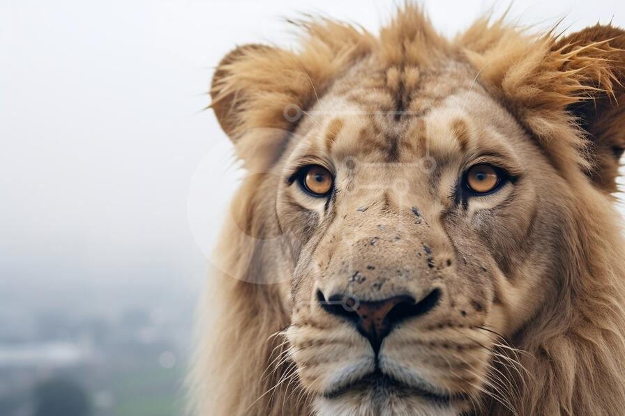 Close-up of Lion Staring at the Viewer stock photo | Creative Fabrica