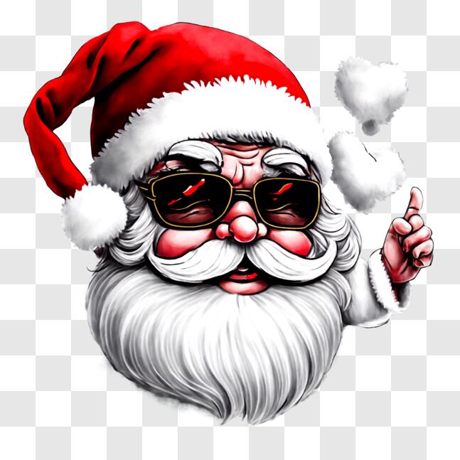 Download Cartoon character dressed as Santa Claus pointing with heart ...