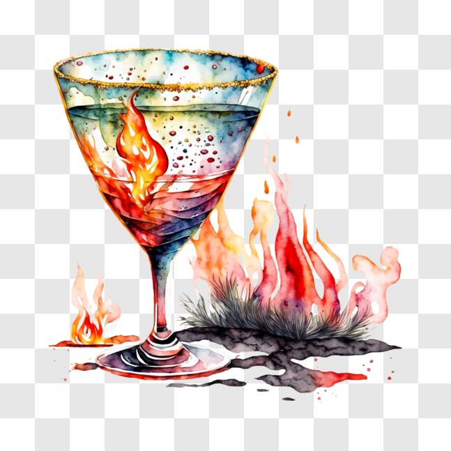 Download Glass of wine with flames on open fire PNGs Online - Creative ...