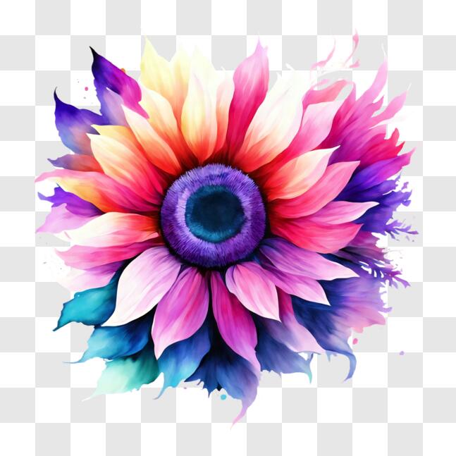 Download Colorful Upside-Down Sunflower Flower Design PNGs Online ...