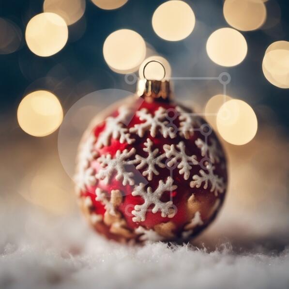 Festive Christmas Ball Decoration with Snowflakes stock photo ...