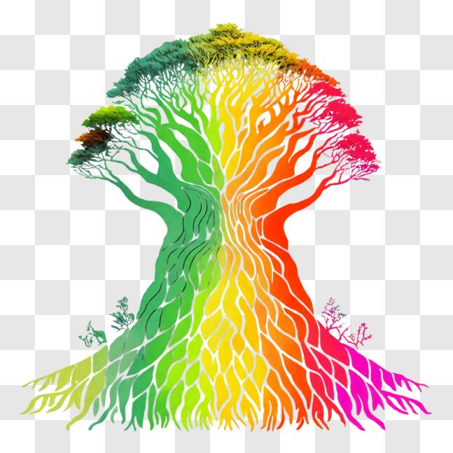 Download Rainbow Tree with Colorful Roots and Branches PNGs Online ...