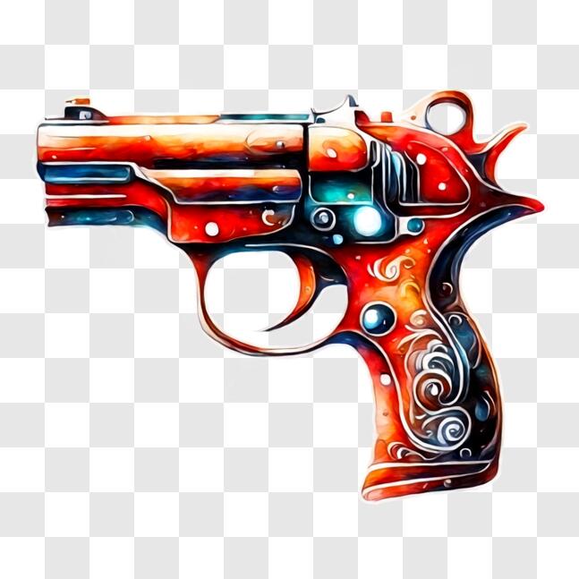 Download Colorful Handgun with Intricate Designs PNG Online - Creative ...