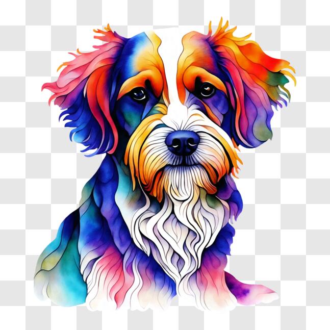 Descarga Arte Abstracto: Perro Colorido con la Cabeza Inclinada PNGs En ...