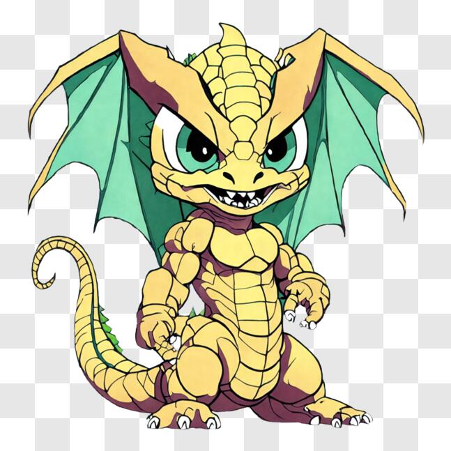 Download Cute Small Yellow Dragon with Green Eyes PNGs Online ...