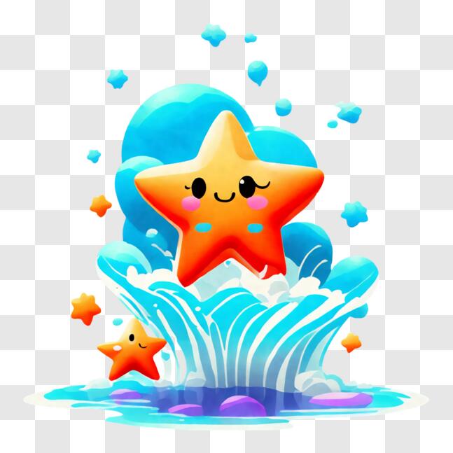 Download Orange Star Splashing into Water with Bubbles PNGs Online ...