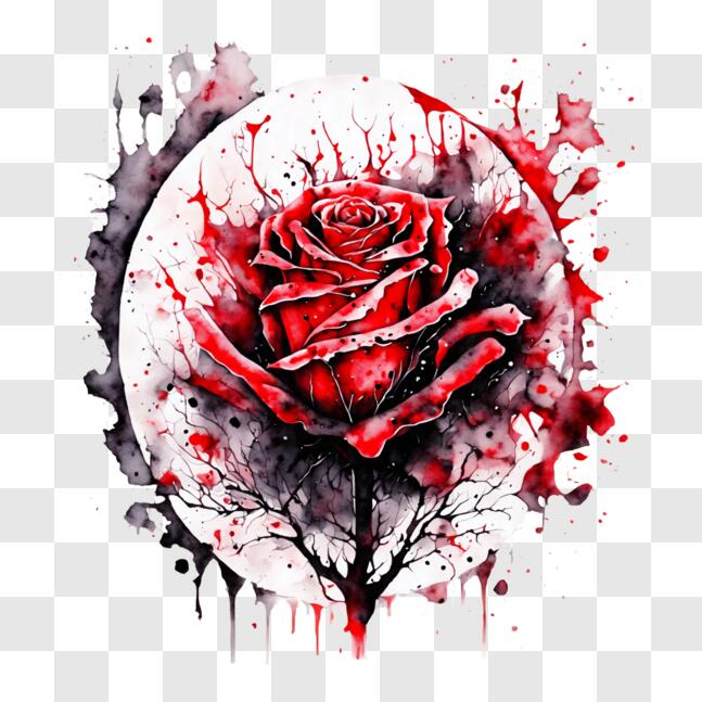 Download Abstract Art: Red Rose on Dark Background PNGs Online ...
