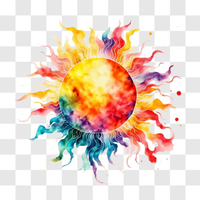 Download Colorful Sun Watercolor Painting - Royalty Free Stock ...