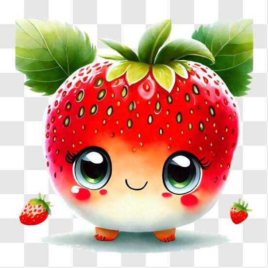 Download Cartoon Strawberry with Big Eyes and Green Leaves PNGs Online ...