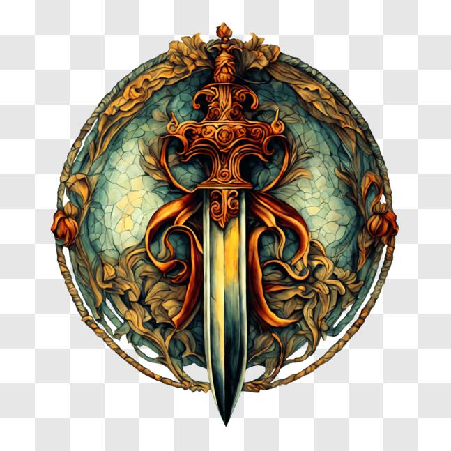 Download Ornate Medieval Sword in Circular Frame PNGs Online - Creative ...
