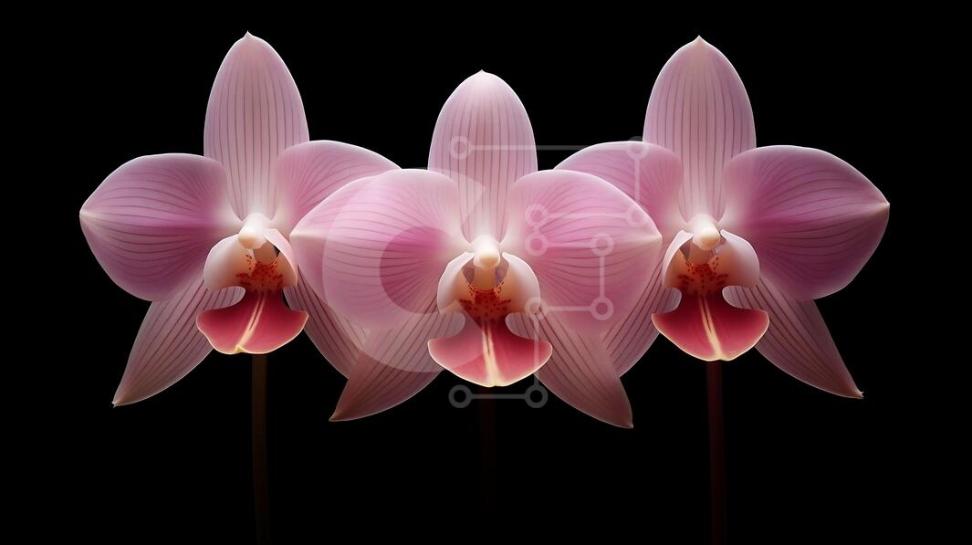 Pink Orchid Flowers Arranged in a Row stock photo | Creative Fabrica