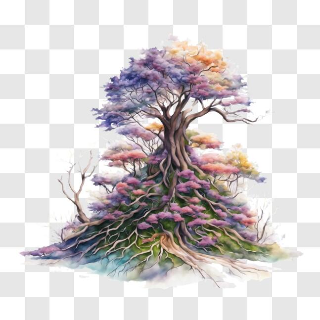 Download Fantasy Tree with Colorful Flowers PNGs Online - Creative Fabrica