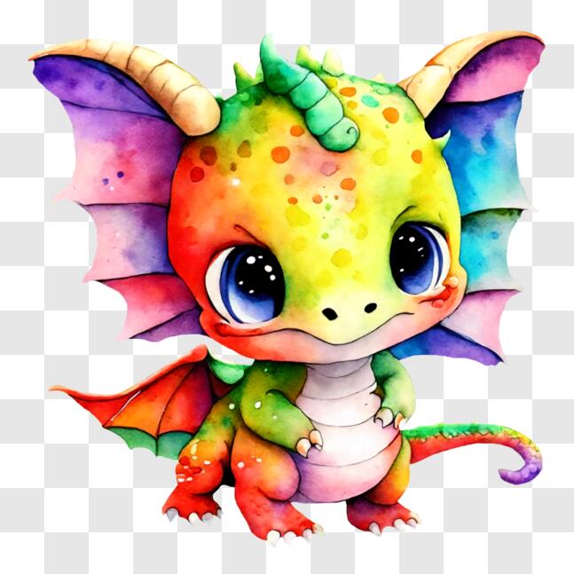 Download Colorful Baby Dragon on Black Background PNGs Online ...