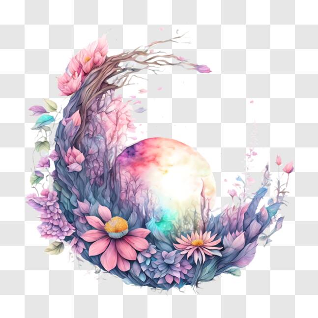 Download Moon and Flowers Desktop Background PNGs Online - Creative Fabrica