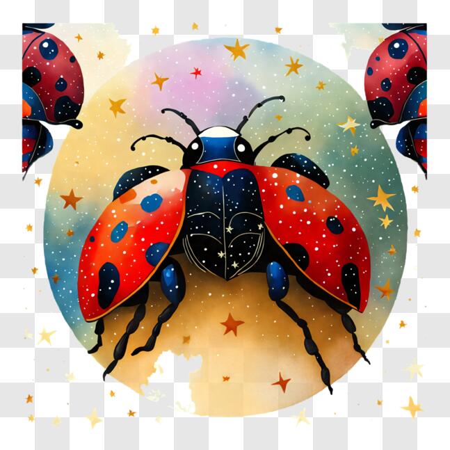 Download Ladybugs on a Starry Background PNGs Online - Creative Fabrica