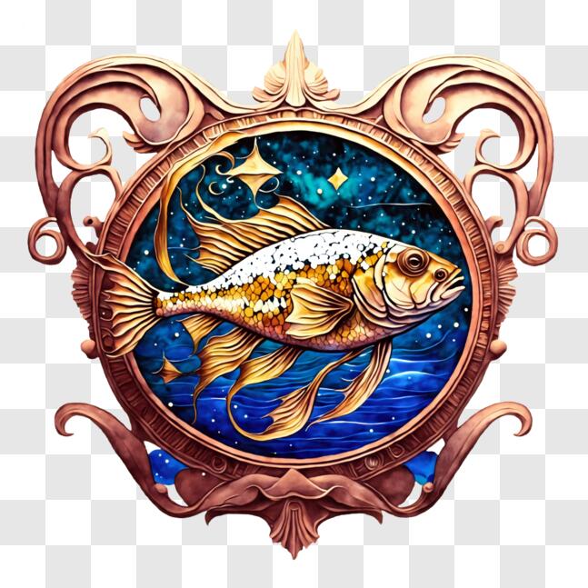 Download Capricorn Zodiac Sign Fish in Ornate Frame PNGs Online ...