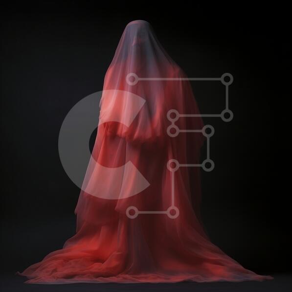Mysterious Woman in Red Veil stock photo | Creative Fabrica