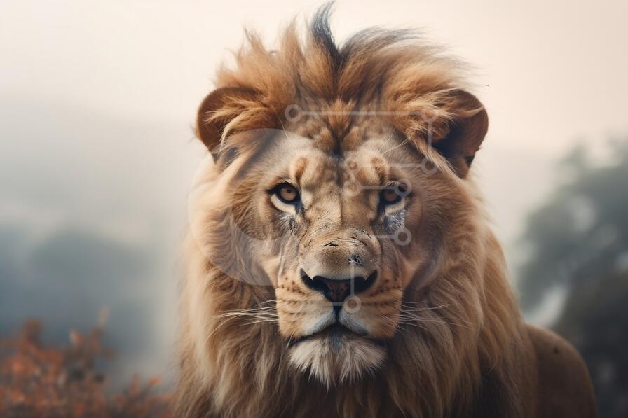 Stunning Lion Portrait in the Wilderness stock photo | Creative Fabrica