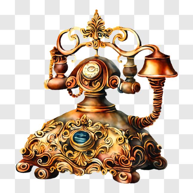 Download Ornate Steampunk-Style Telephone with Decorative Ornaments ...