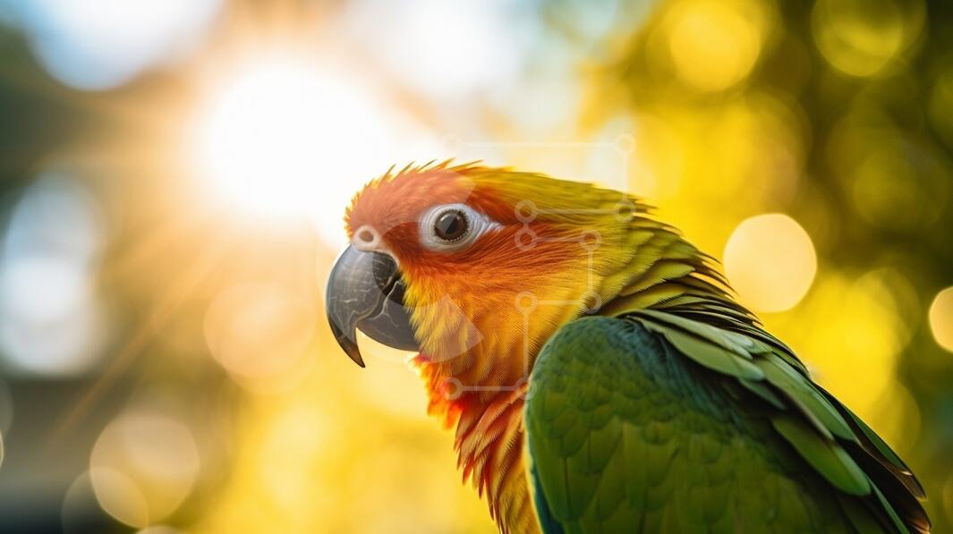 Colorful Parrot Perched on a Branch stock photo | Creative Fabrica