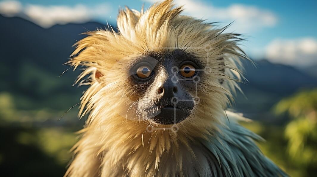 Mischievous Monkey in a Lush Green Forest stock photo | Creative Fabrica