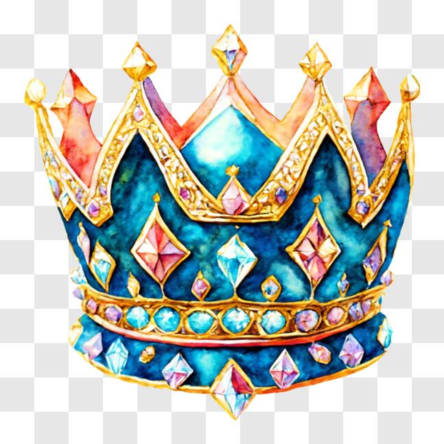 Download Blue Crown with Colorful Gemstones and Diamonds PNGs Online ...