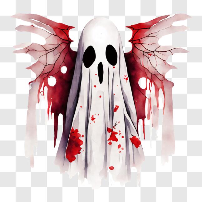 Download Ghost with Wings and Blood on Face - Halloween Illustration ...