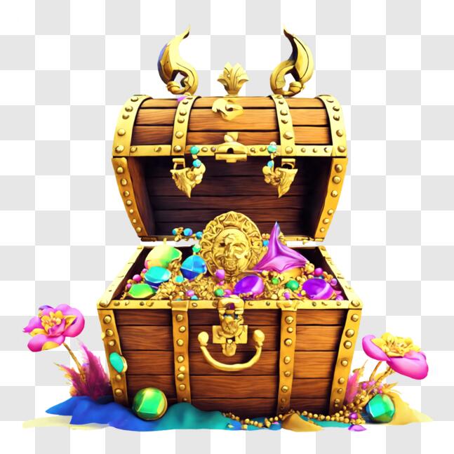 Download Wooden Chest Filled with Colorful Gems and Jewels PNGs Online ...