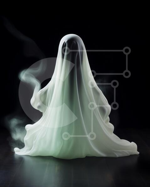 Spooky White Ghost with Smoke stock photo | Creative Fabrica