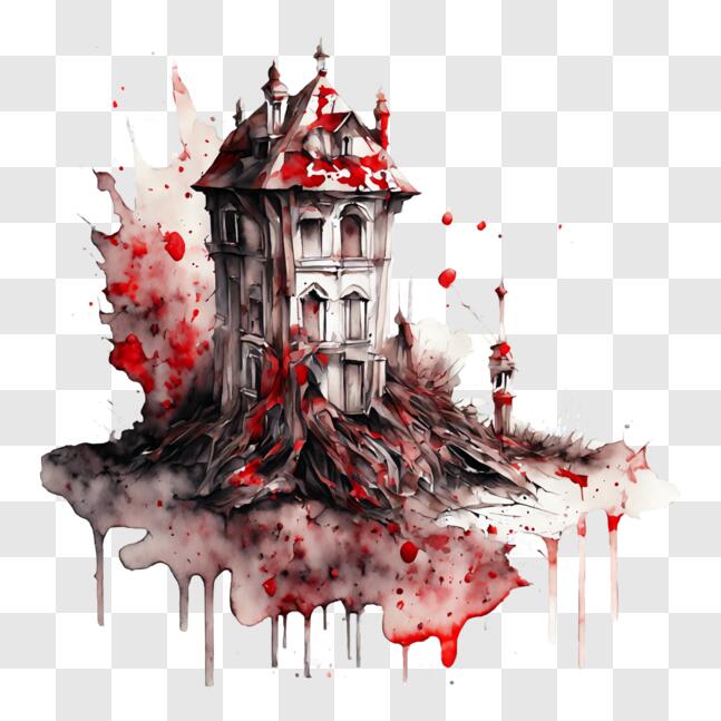 Download Horror House with Blood Dripping PNGs Online - Creative Fabrica