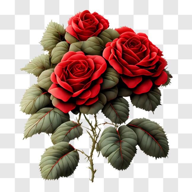 Download Beautiful Bouquet of Red Roses PNG Online - Creative Fabrica
