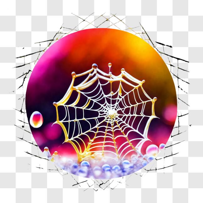 Download Colorful Spider Web with Bubbles and Objects PNGs Online ...