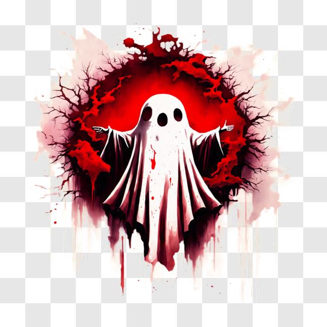 Download Spooky Ghost with Blood Dripping on Black Background PNGs ...