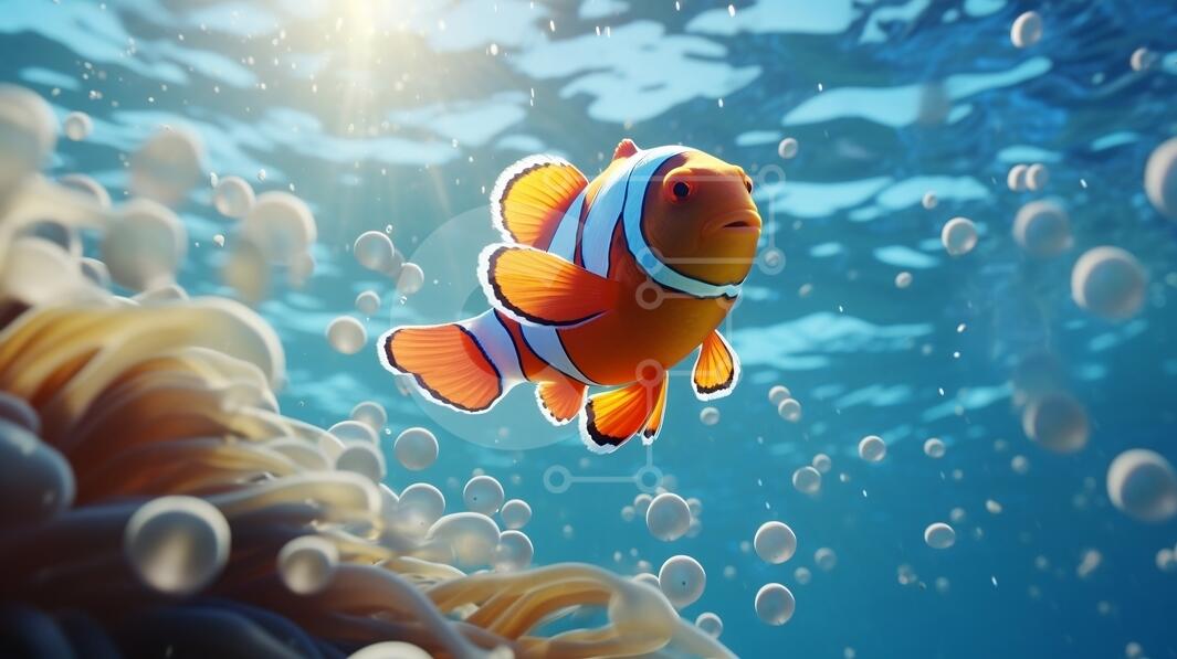 Beautiful Clownfish in the Ocean stock photo | Creative Fabrica