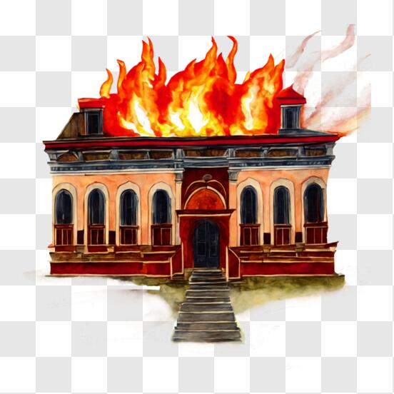 Download House Fire with Smoke and Flames PNG Online - Creative Fabrica