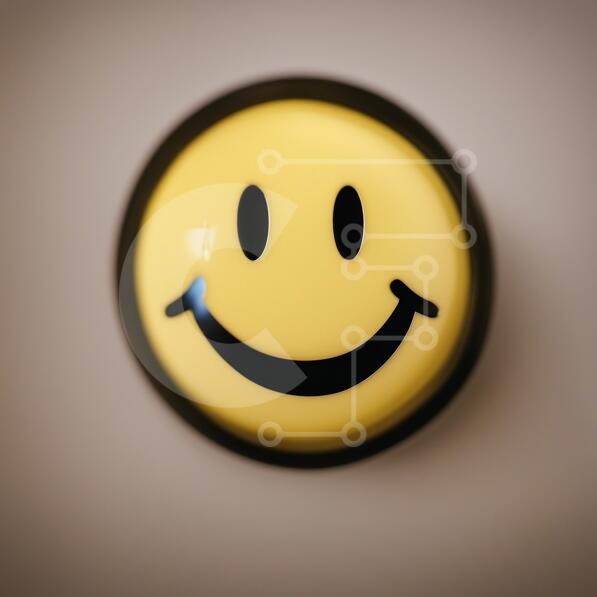 Yellow Smiley Face Button with Black Border stock photo | Creative Fabrica