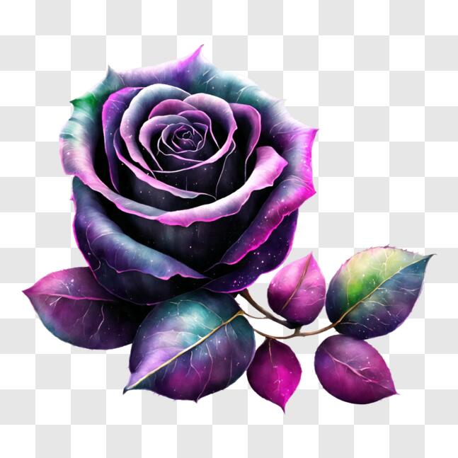 Download Purple Rose with Pink and Purple Leaves PNGs Online - Creative ...