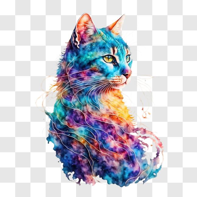 Download Colorful Abstract Cat Artwork PNGs Online - Creative Fabrica