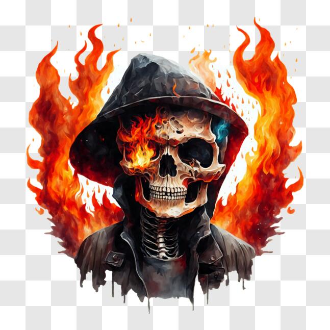 Download Flaming Skeleton Illustration PNGs Online - Creative Fabrica