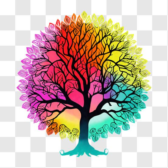 Download Rainbow Tree with Colorful Roots and Branches PNGs Online ...
