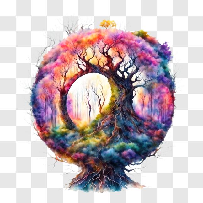 Download Colorful Octagon Tree Representing the Four Elements PNGs ...