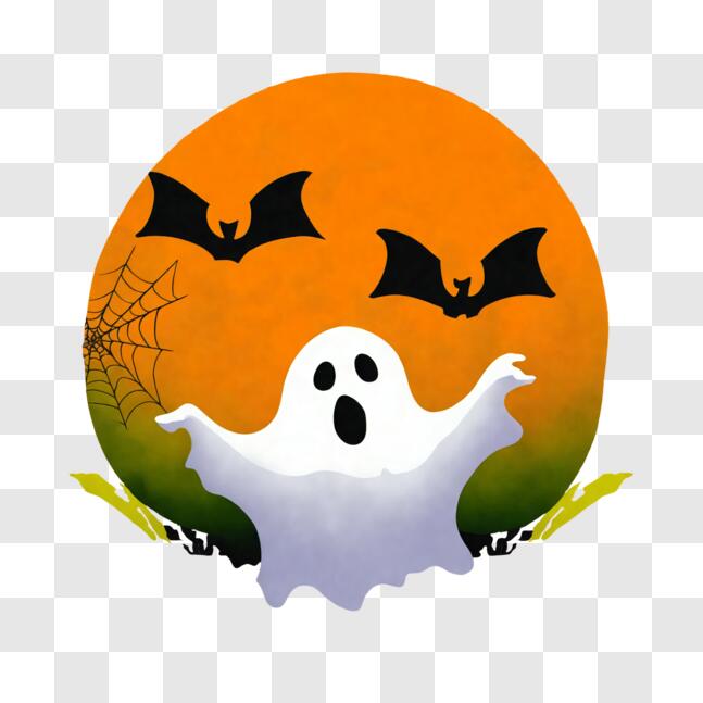 Download Halloween Ghost with Bats and Pumpkins PNGs Online - Creative ...