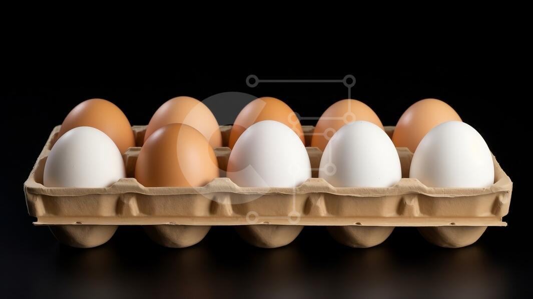 Box of Eggs with White and Brown Eggs stock photo | Creative Fabrica